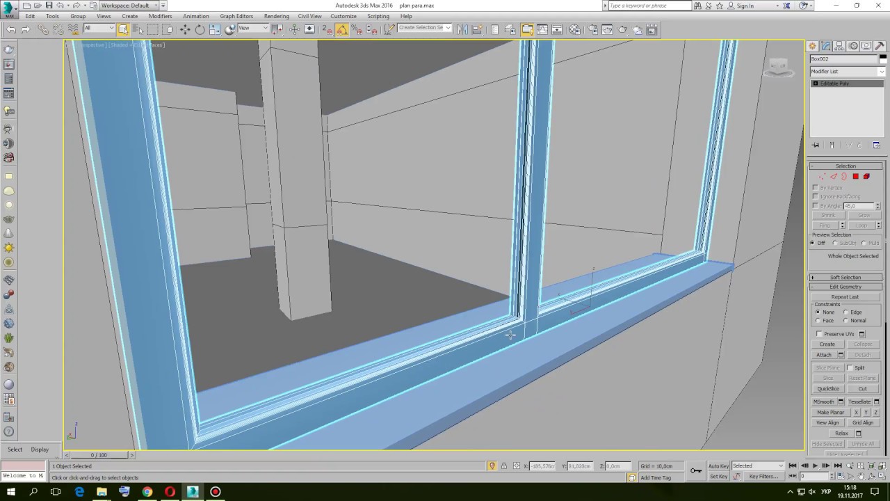 Mоделирование окна в 3d max bevel + extrude - YouTube