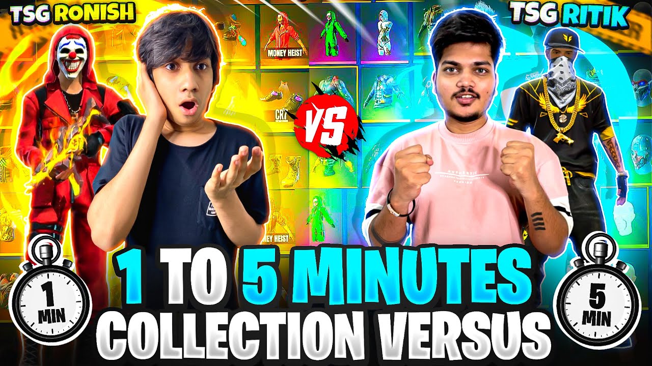 TSG RITIK Challenged Me 🤬 For 1 - 5 Mins Collection Vs 😍 & Win Mystery ...