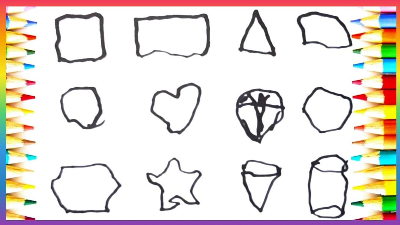 How to Draw and Colour different 🔺🔻🔴♦️🔷 ️ 2D Shapes| Drawing Step by ...