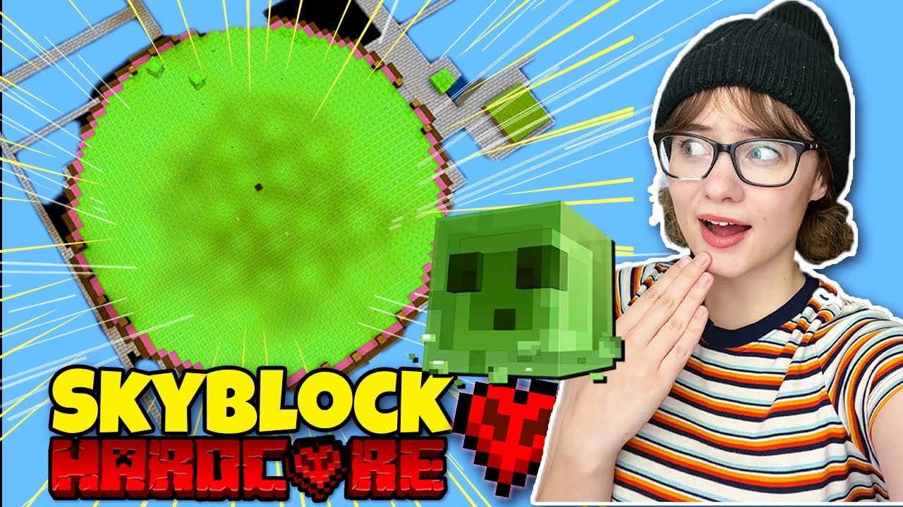 I built a MEGA TRAMPOLINE in Minecraft Skyblock HARDCORE #7 - YouTube