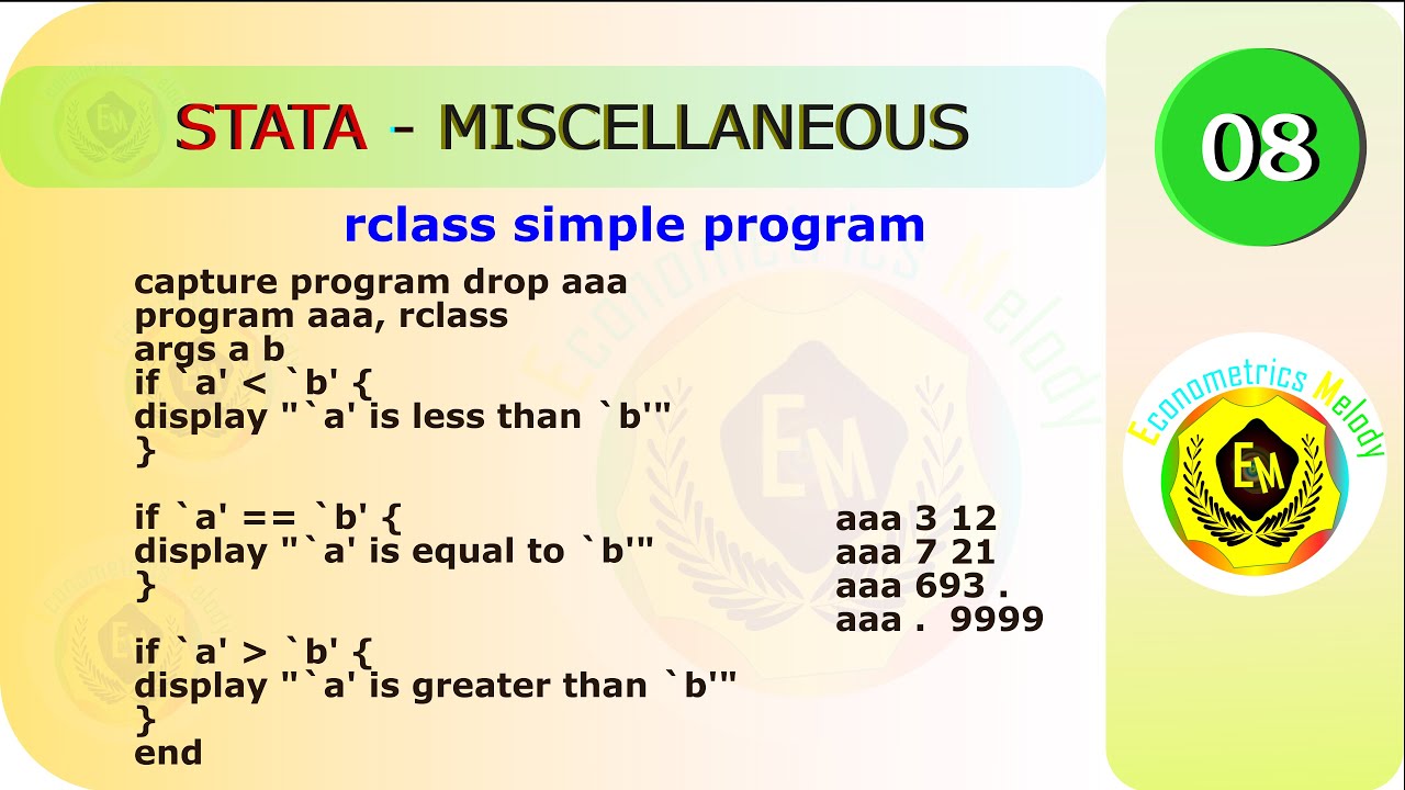 Writing Simple Program in stata || rclass || STATA || Econometrics ...