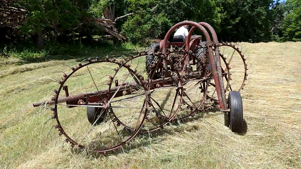 Farmall IH 240 hay raking double wind rowing 1st cut hay on Depot View ...