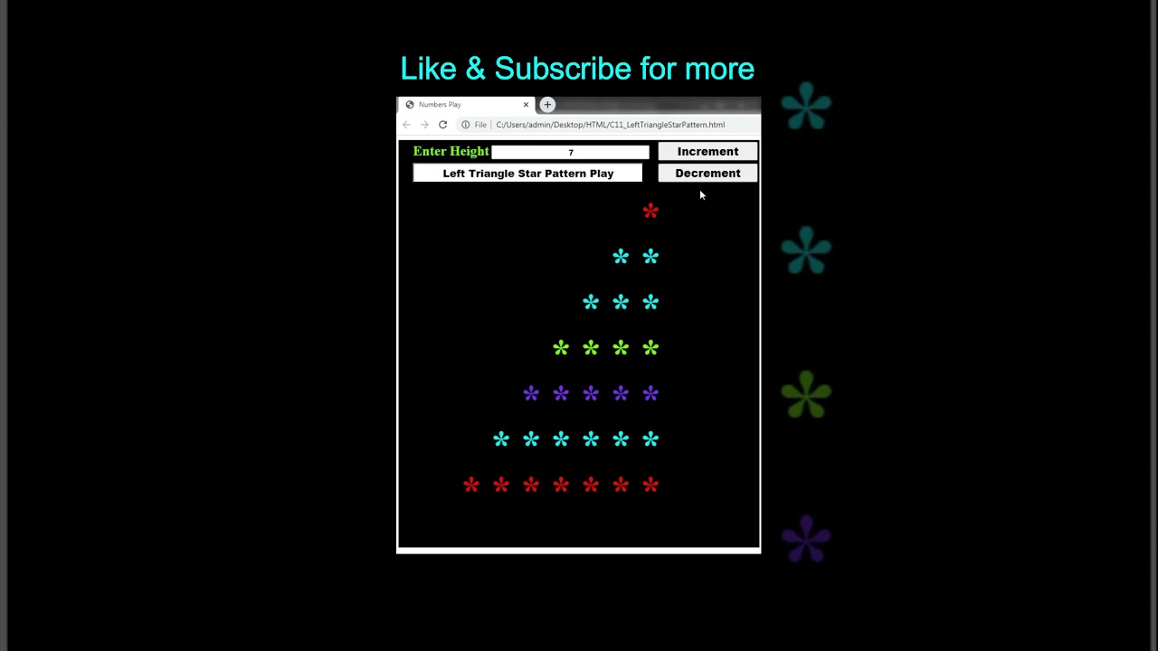 Html Css And Javascript Code To Print Left Triangle Star Pattern 9219