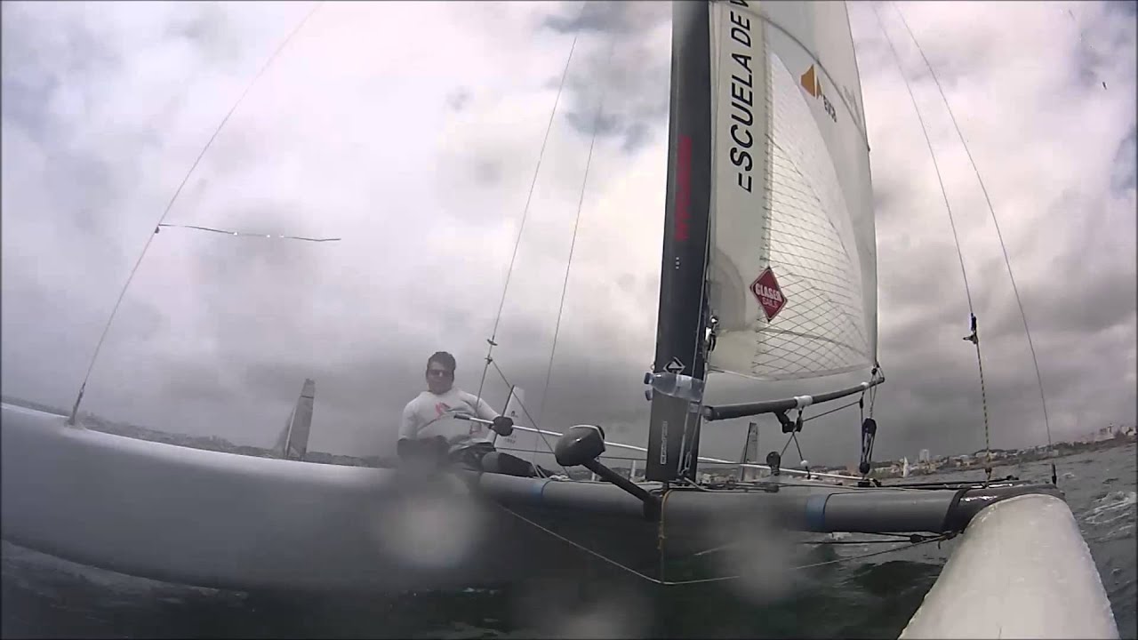 A class catamaran sailing Cascais - YouTube
