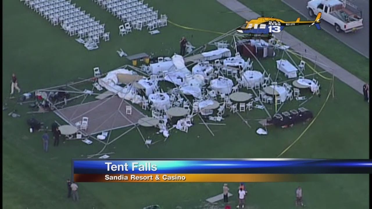 High winds collapse wedding tent - YouTube