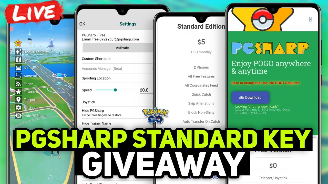 Pgsharp Standard Key Giveaway Live | Pokemon Go - YouTube