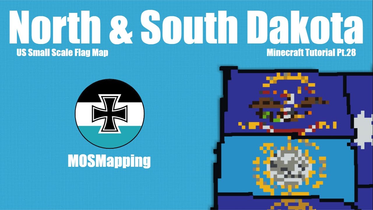 North & South Dakota - Small Scale US State Flag Map Minecraft Tutorial ...