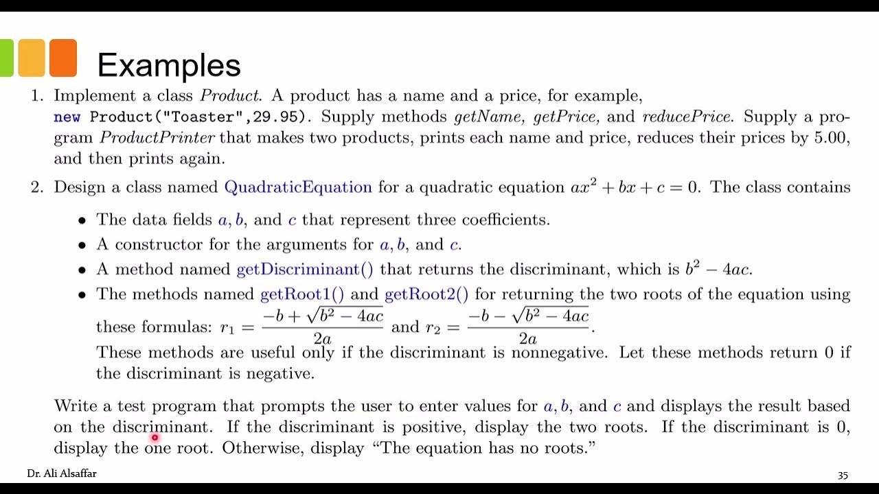 Lecture 65 - Chapter 6 - Classes Practical Example 2 Quadratic Equation - ITCS113 - YouTube