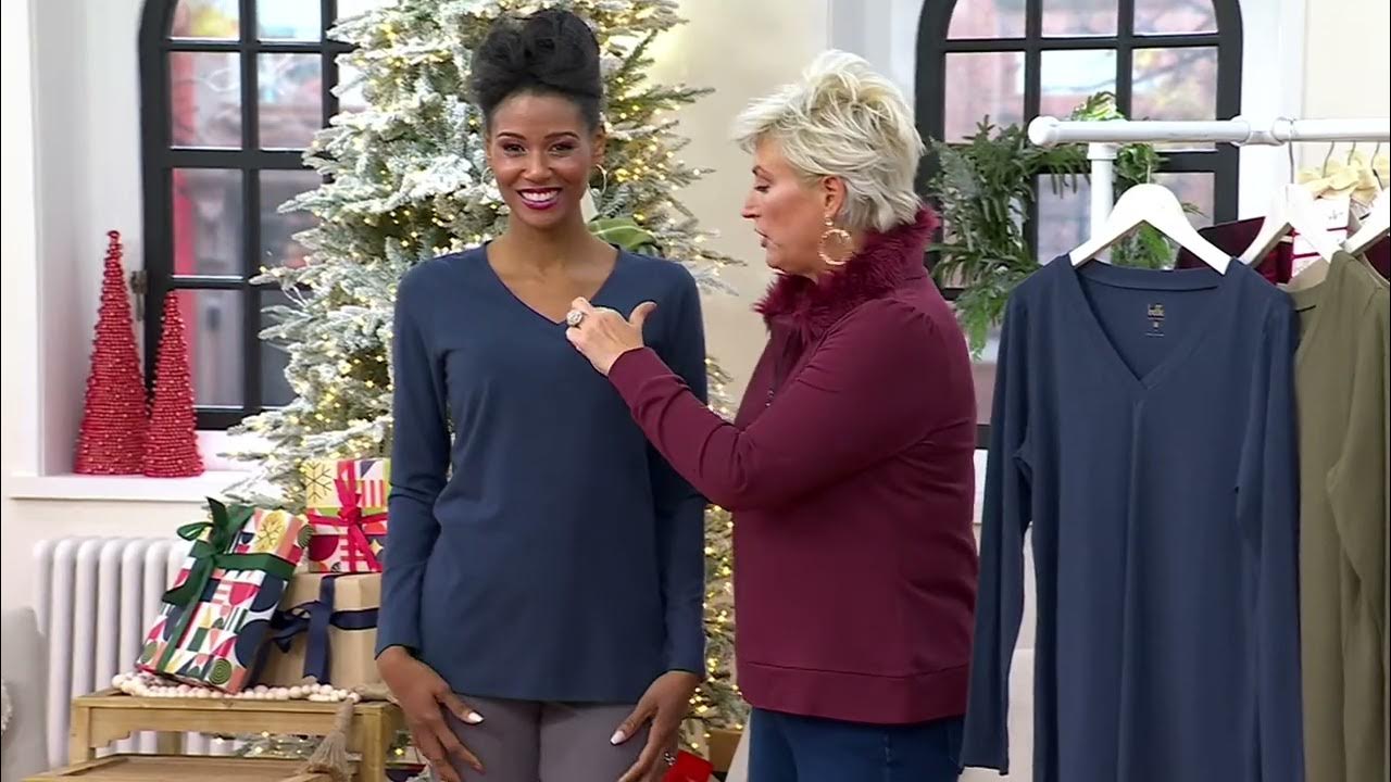 Belle by Kim Gravel Primabelle Knit Long Sleeve V-Neck Top on QVC - YouTube