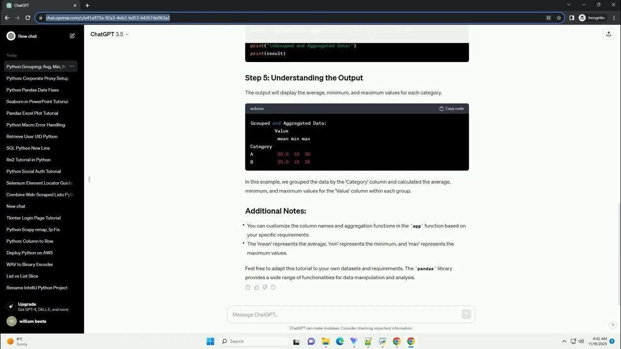 Python grouping and getting the Average Minimum and Maximum values - YouTube