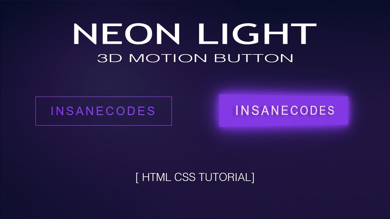 Neon Light Button 3d Animation Effects On Hover Html And Css Youtube 8672