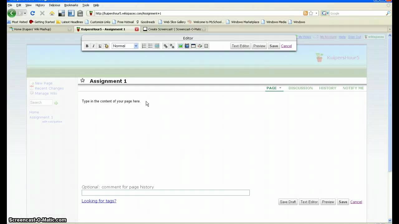 How to Set-Up a Wikispaces Page Part 1 - YouTube