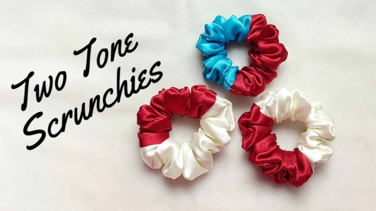 How to Make Two Tone Scrunchies | DIY Satin Scrunchies - YouTube