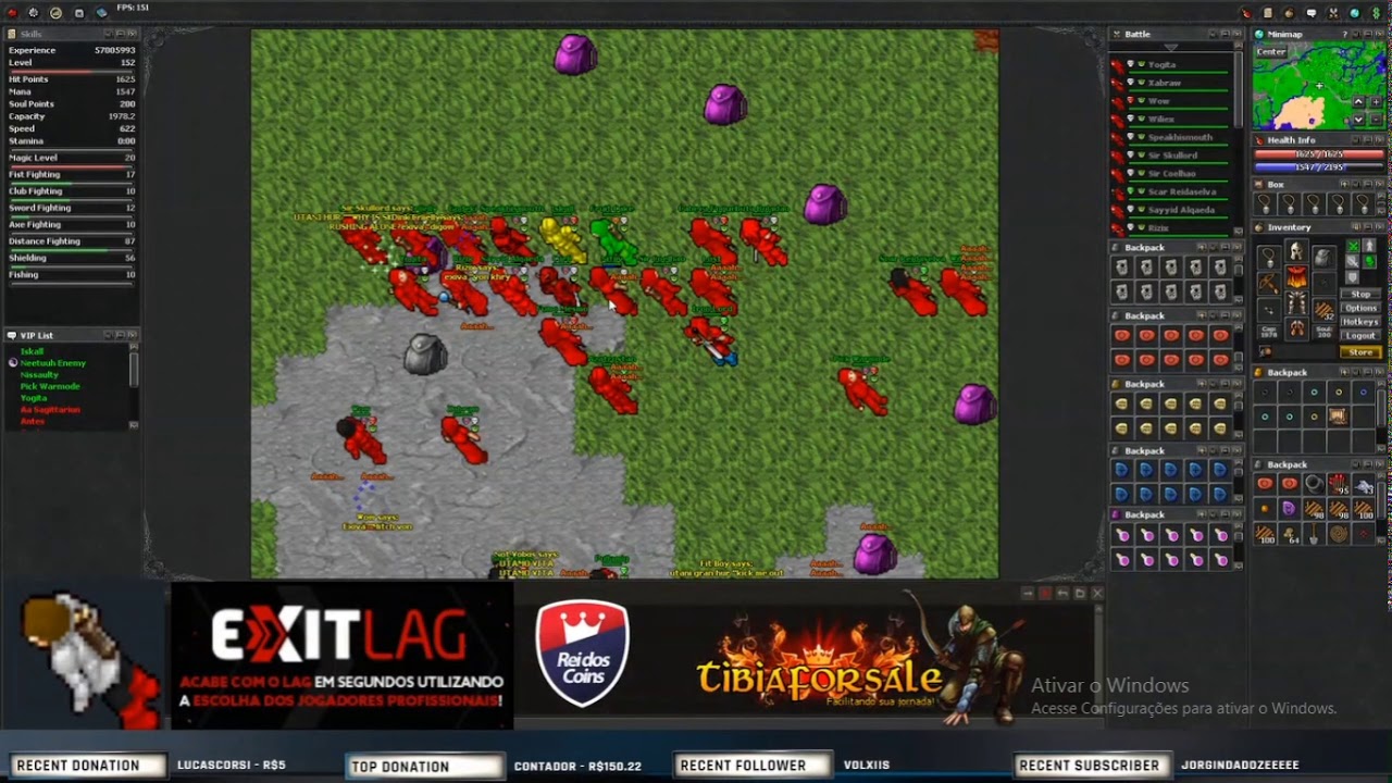 Tibia War NOSTALRIUS 7.4 - OPENBATTLE ! - OLD TIBIA PVP - YouTube