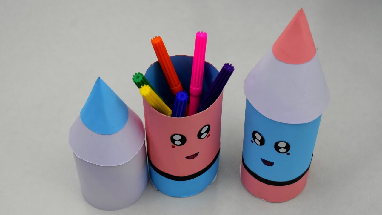 Paper Pen Holder Making Step by Step 2021 [Easy Decorative Craft] - YouTube