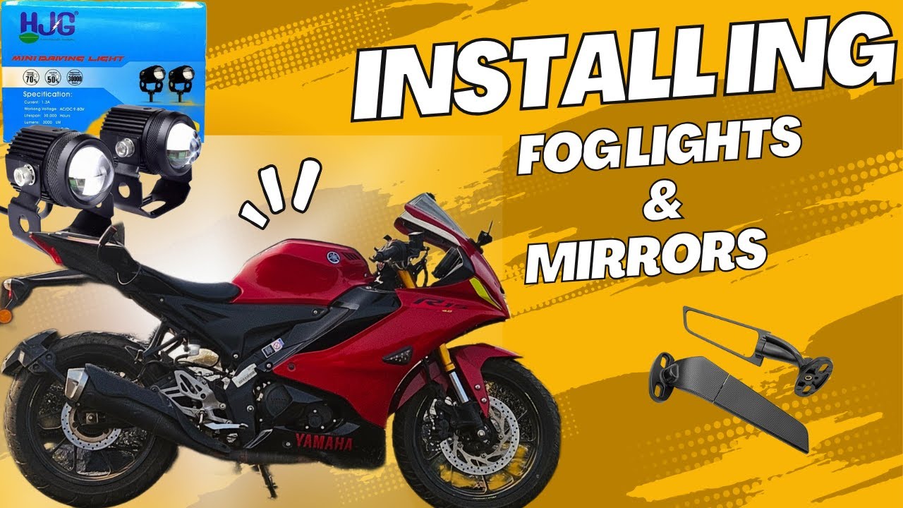 Installed HJG Fog Lights & New Mirrors on My Yamaha R15 V4 | Full Setup ...