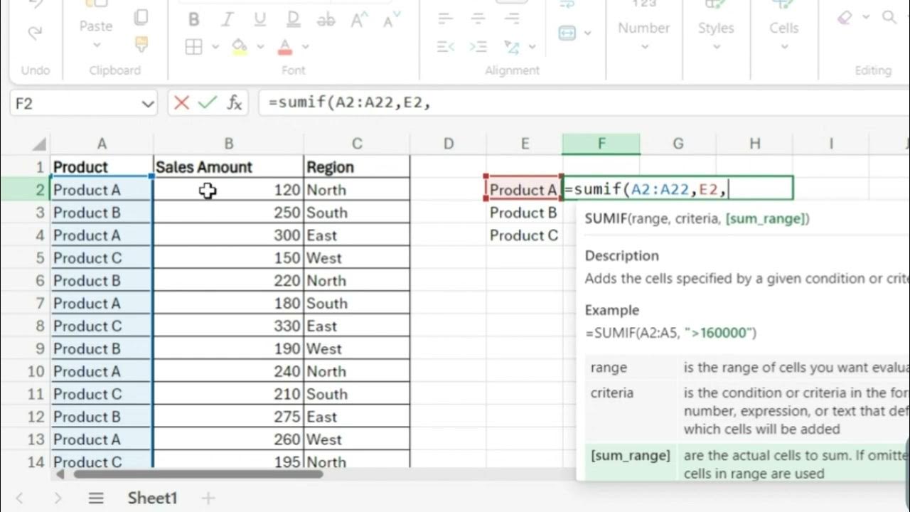 Master Excel SUMIF Function: Sum Values Based on Criteria! - YouTube
