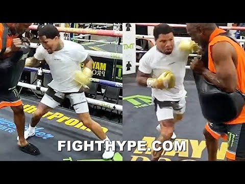 GERVONTA DAVIS SMASHING PADS IN MAYWEATHER'S GYM; UNLEASHES FURY ...