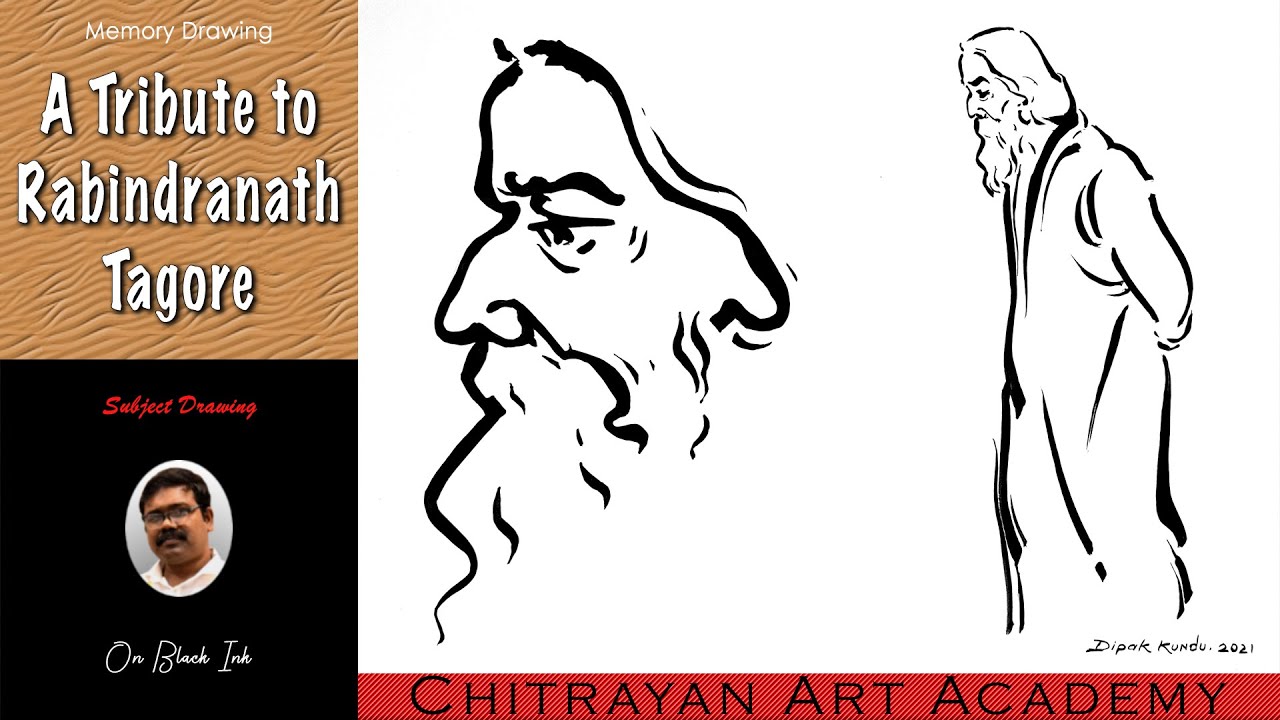 | How To Draw Rabindranath Tagore Easy Line Drawing Step By Step ...