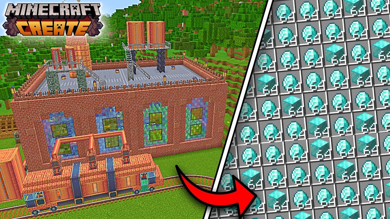 I built a diamond farm in Create Mod, producing 2.5k diamonds/hour ...