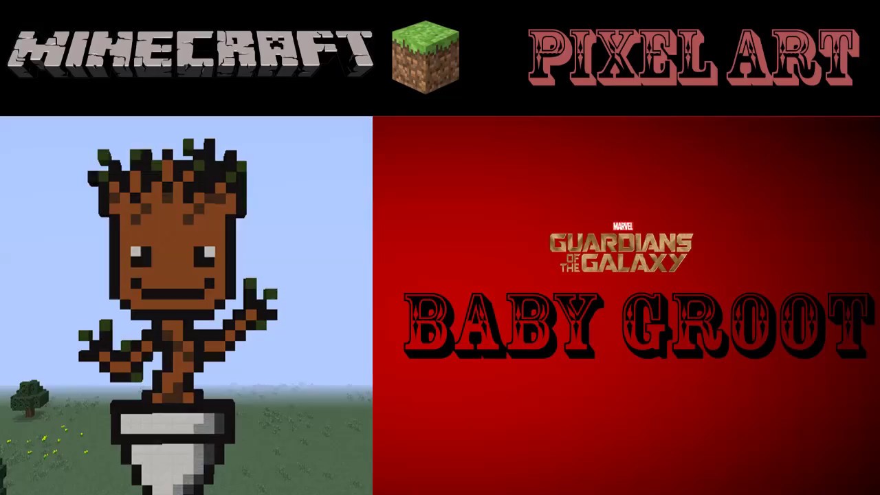 BABY GROOT | MINECRAFT PIXEL ART #001 - YouTube