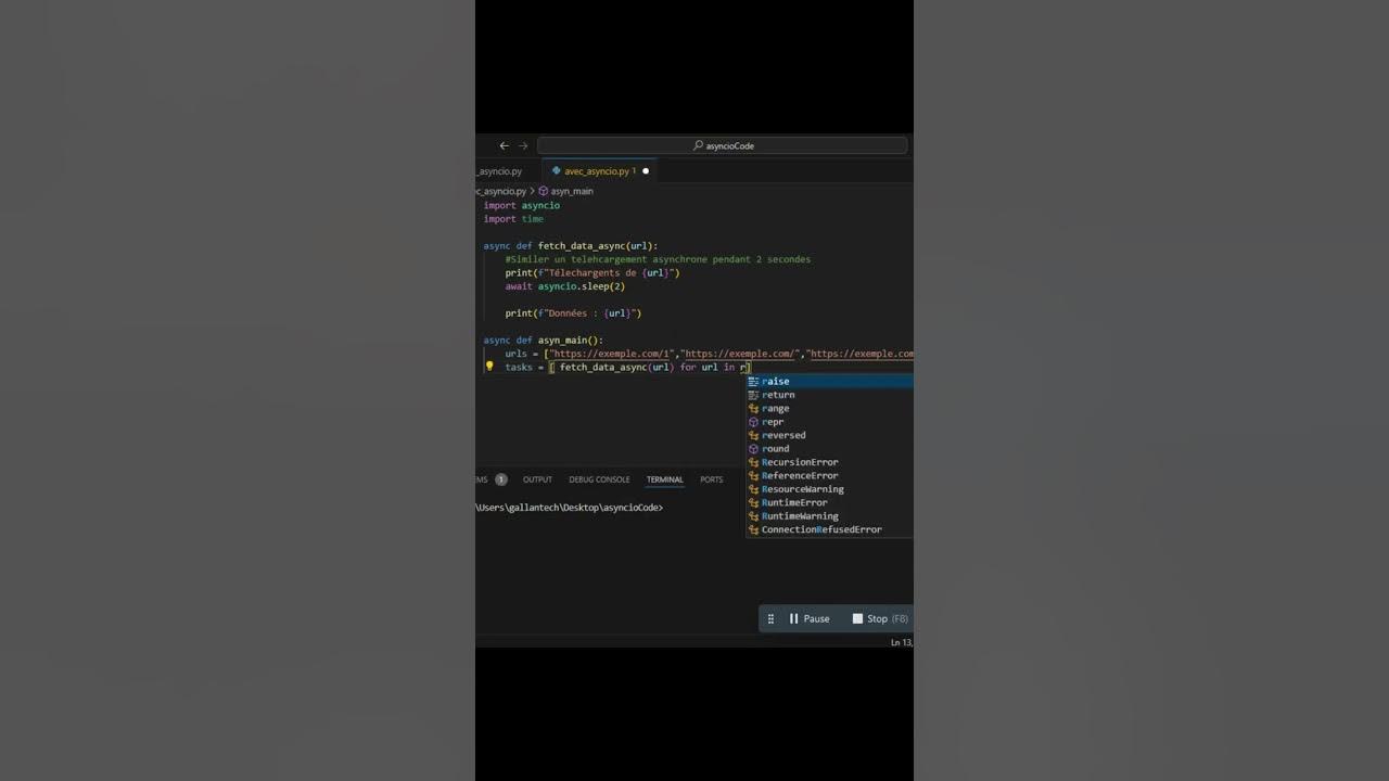 création d'un programme informatique avec asyncio - YouTube