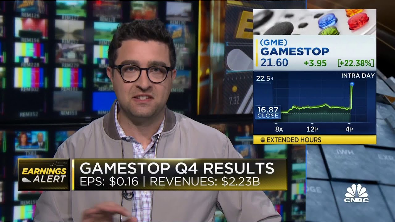 GameStop posts first quarterly profit in two years, shares surge - YouTube