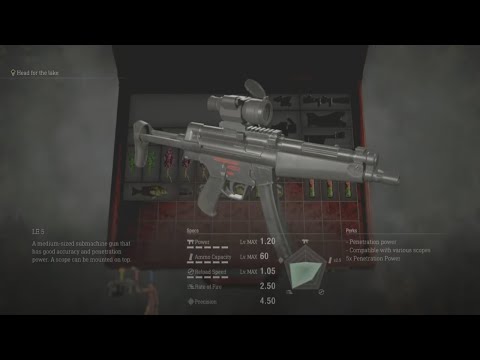 Resident Evil 4 remake fully upgraded weapon comparison, LE5 with Biosensor scope attached