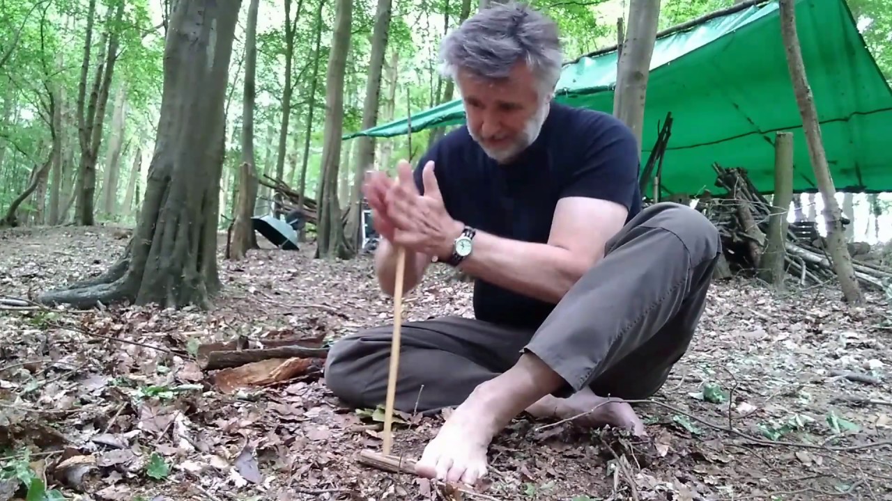 Hand drill friction fire - YouTube