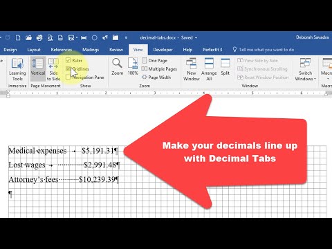 Don't line up numbers manually - use decimal tabs in Microsoft Word