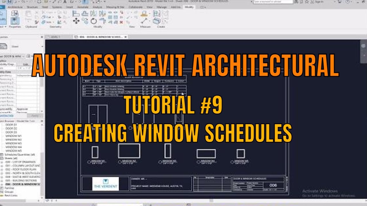Creating window schedule in Revit Tutorial 9 - YouTube