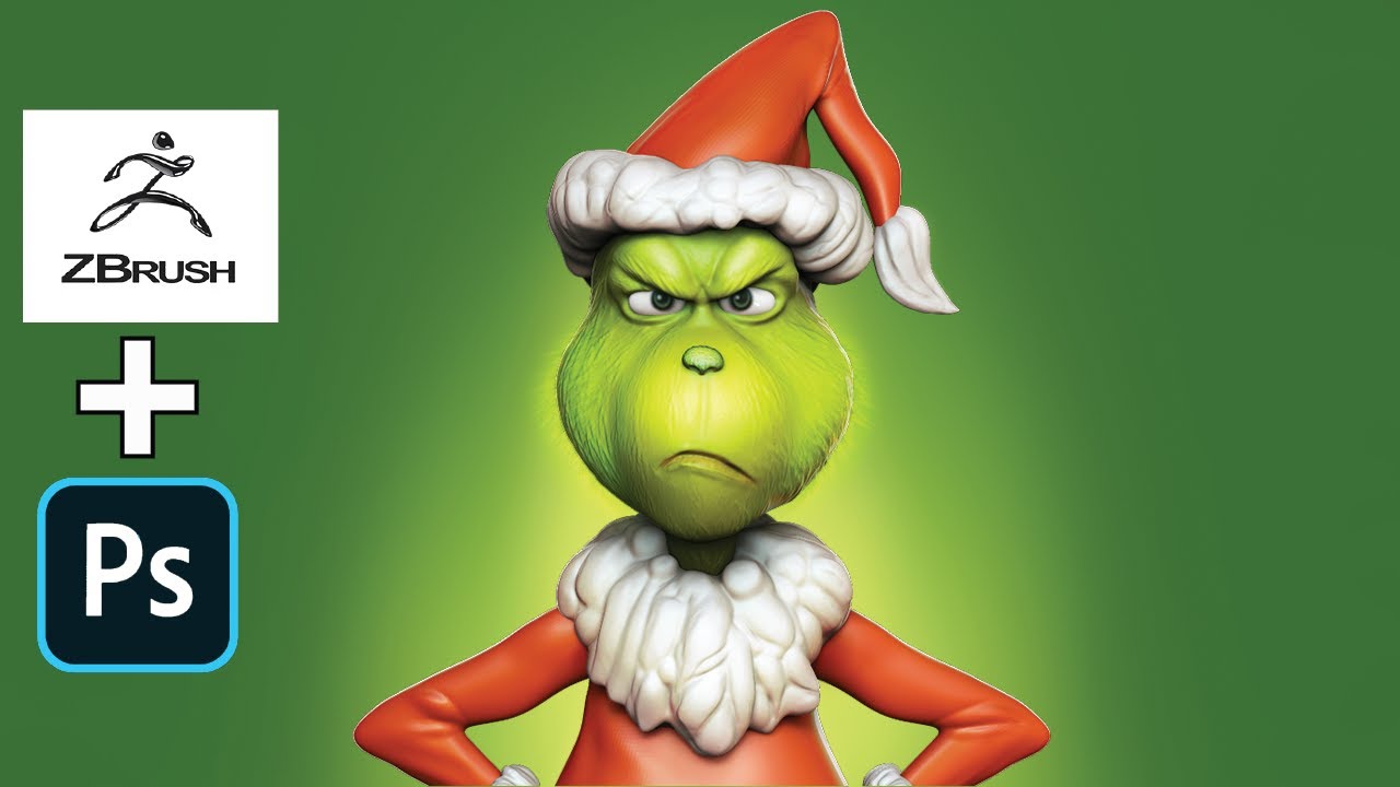 Sculpting Grinch CHRISTMAS SPECIAL - ZBrush Photoshop - YouTube