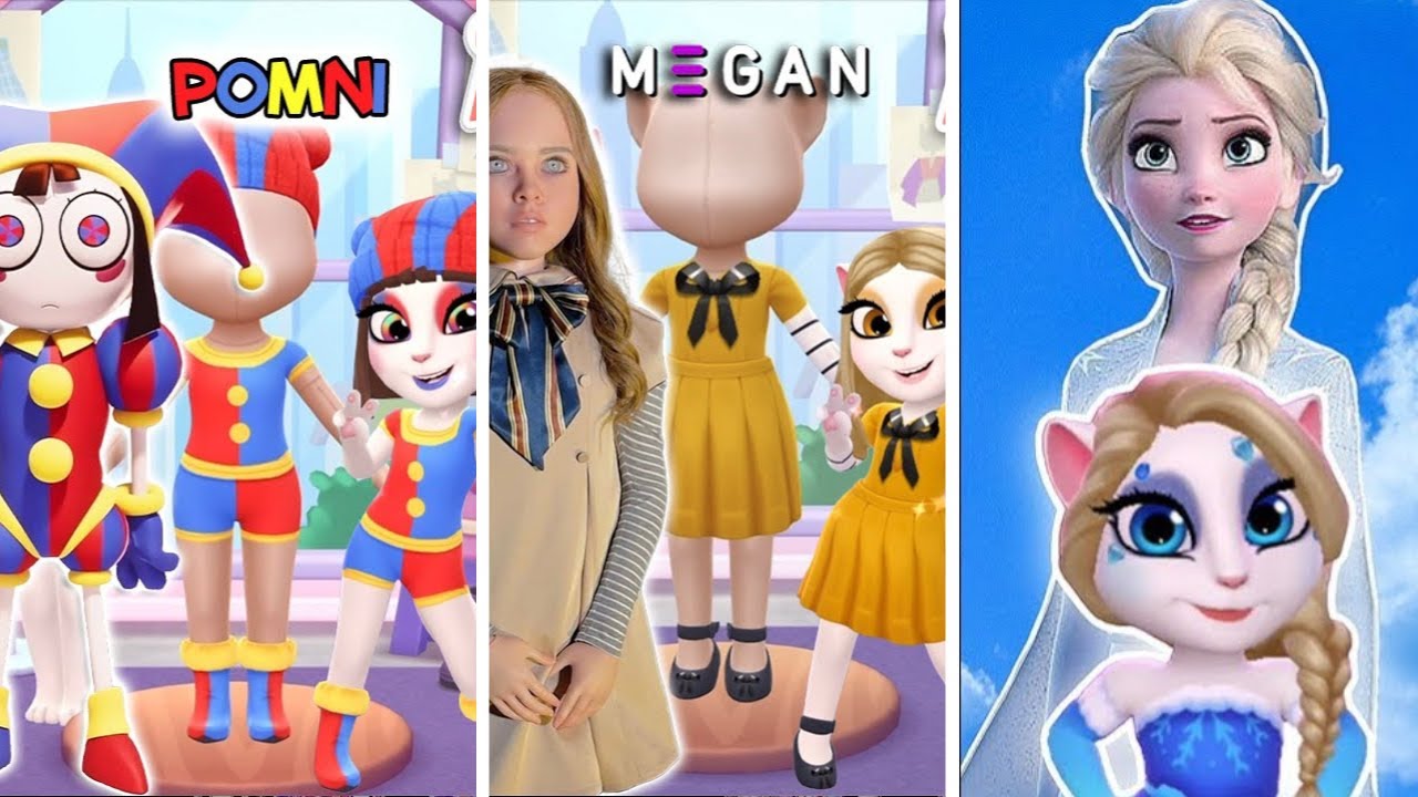 My talking Angela 2 | Pomni VS M3GAN VS Elsa Quinn | New Update ...