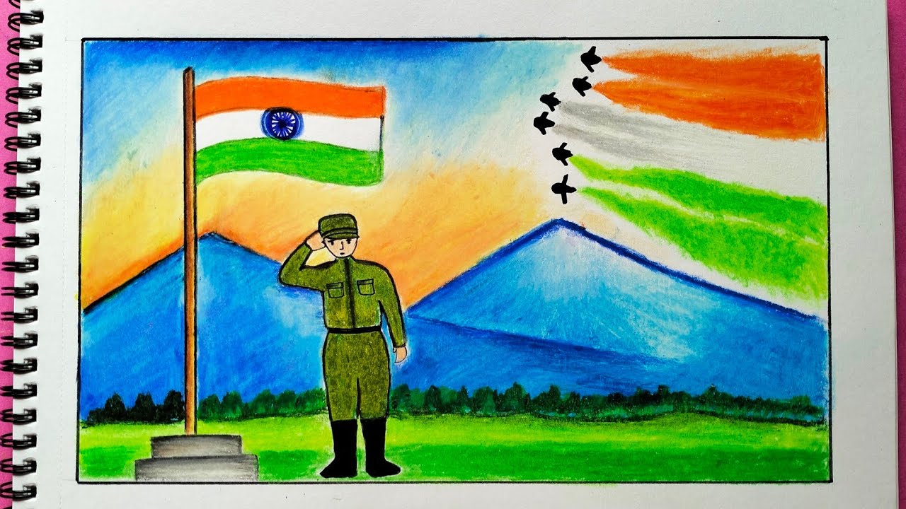 Independence Day Drawing || 15th August Drawing || Patriotic Scene with ...