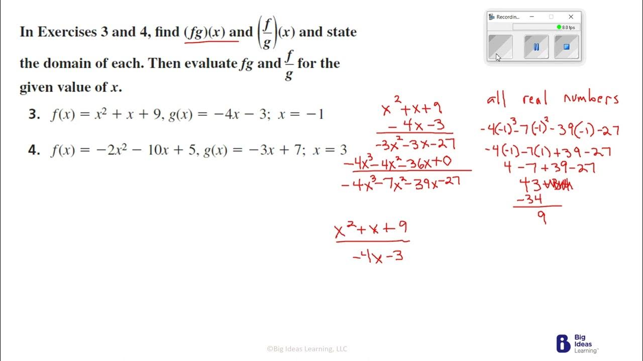 home work video for lesson 8 7 Combining and Comparing Functions - YouTube
