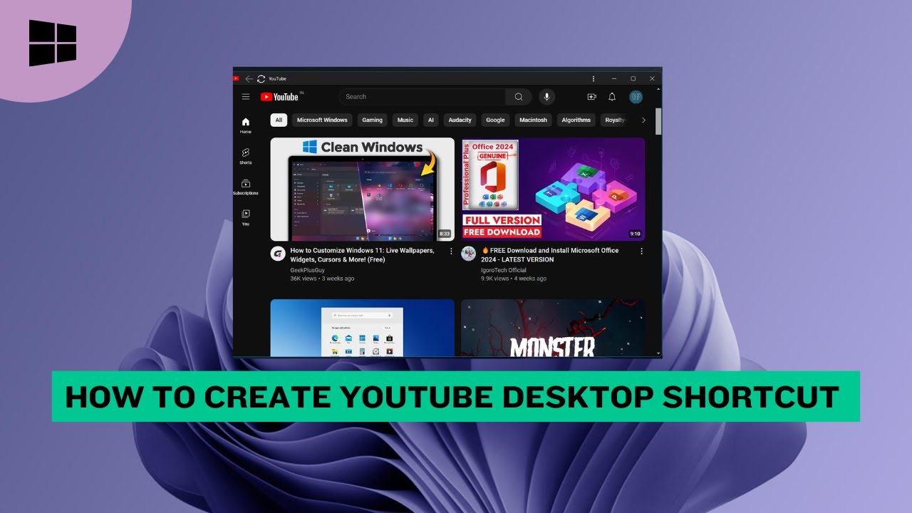 How to Create YouTube Desktop Shortcut on Windows 11 - YouTube