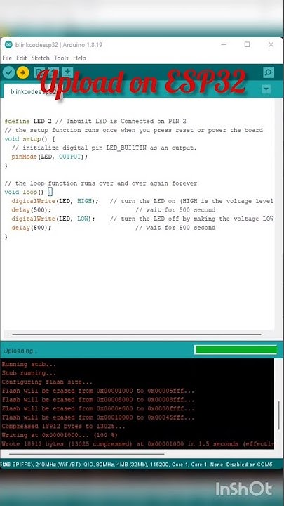 ESP32 Inbuilt LED blinking #esp32 #IOT#arduino - YouTube