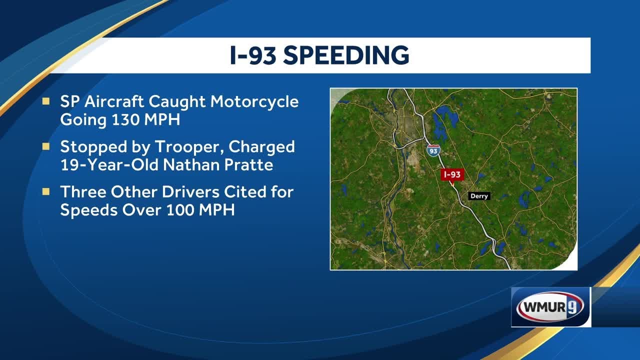 Bedford motorcyclist clocked going 130 mph on I-93 in Windham - YouTube