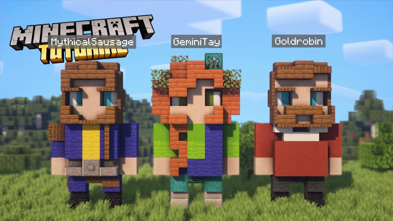 Minecraft | How to build GeminiTay, MythicalSausage & Goldrobin - YouTube
