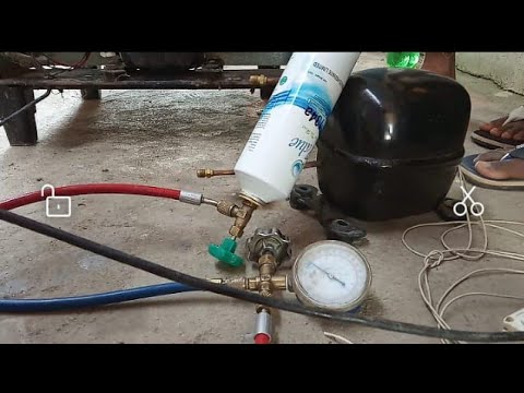 How to refill 134a gas in refrigerators step by step in telugu - YouTube