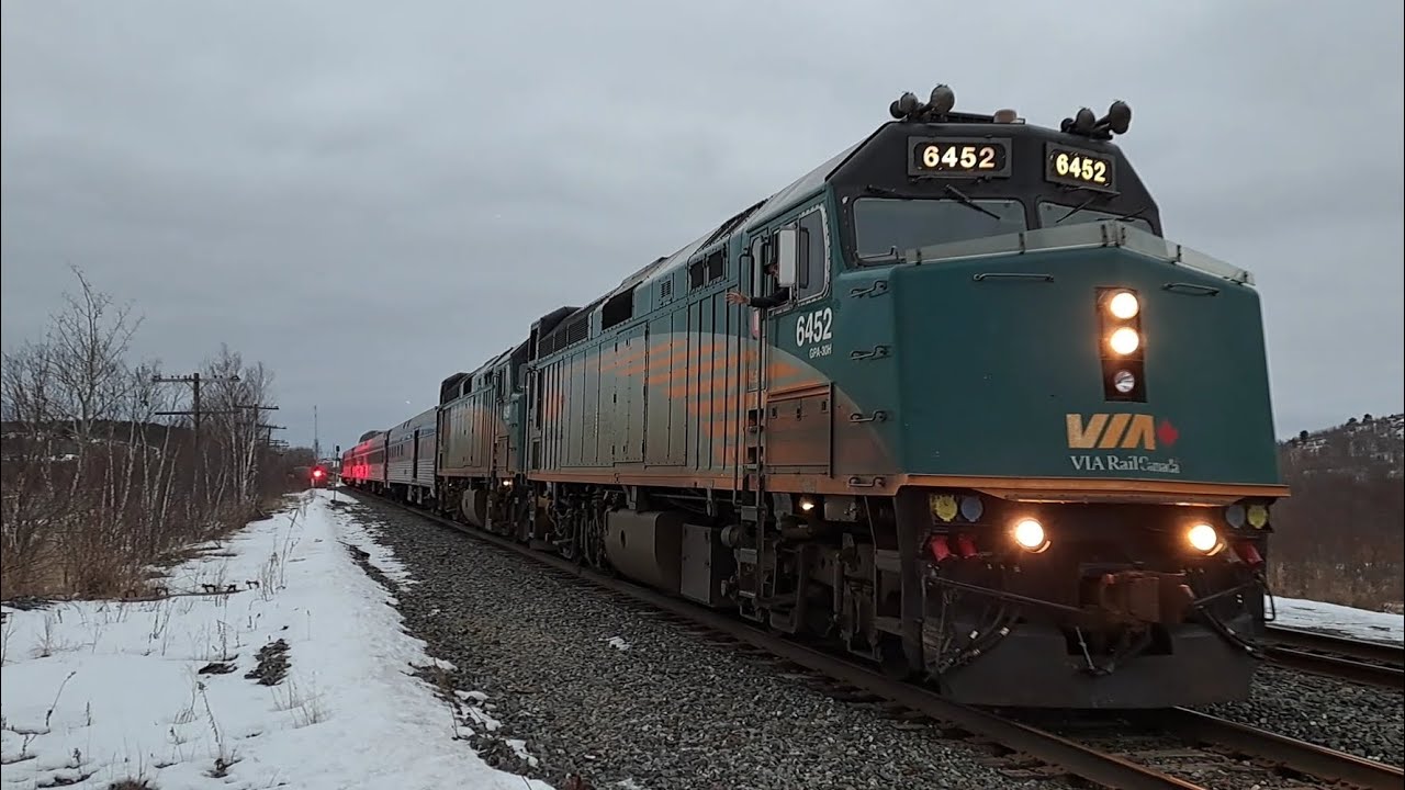 VIA Rail Train #1 "The Canadian" Enters The Siding With Friendly Wave ...