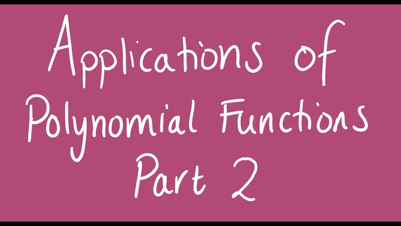 Applications of Polynomials - Part 2 | Unit 1 and 2 VCE Maths Methods ...