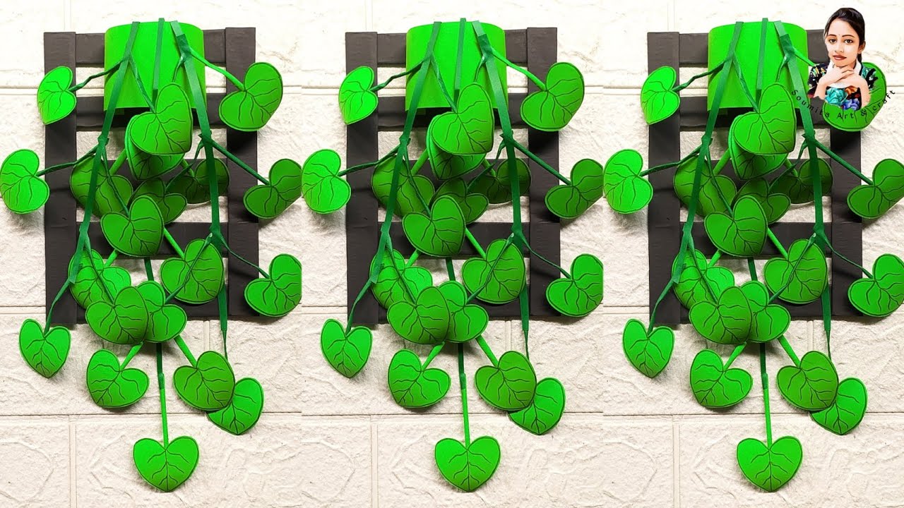 Paper Money Plant Wall Hanging Craft Idea | DIY Money Plant Tree ...