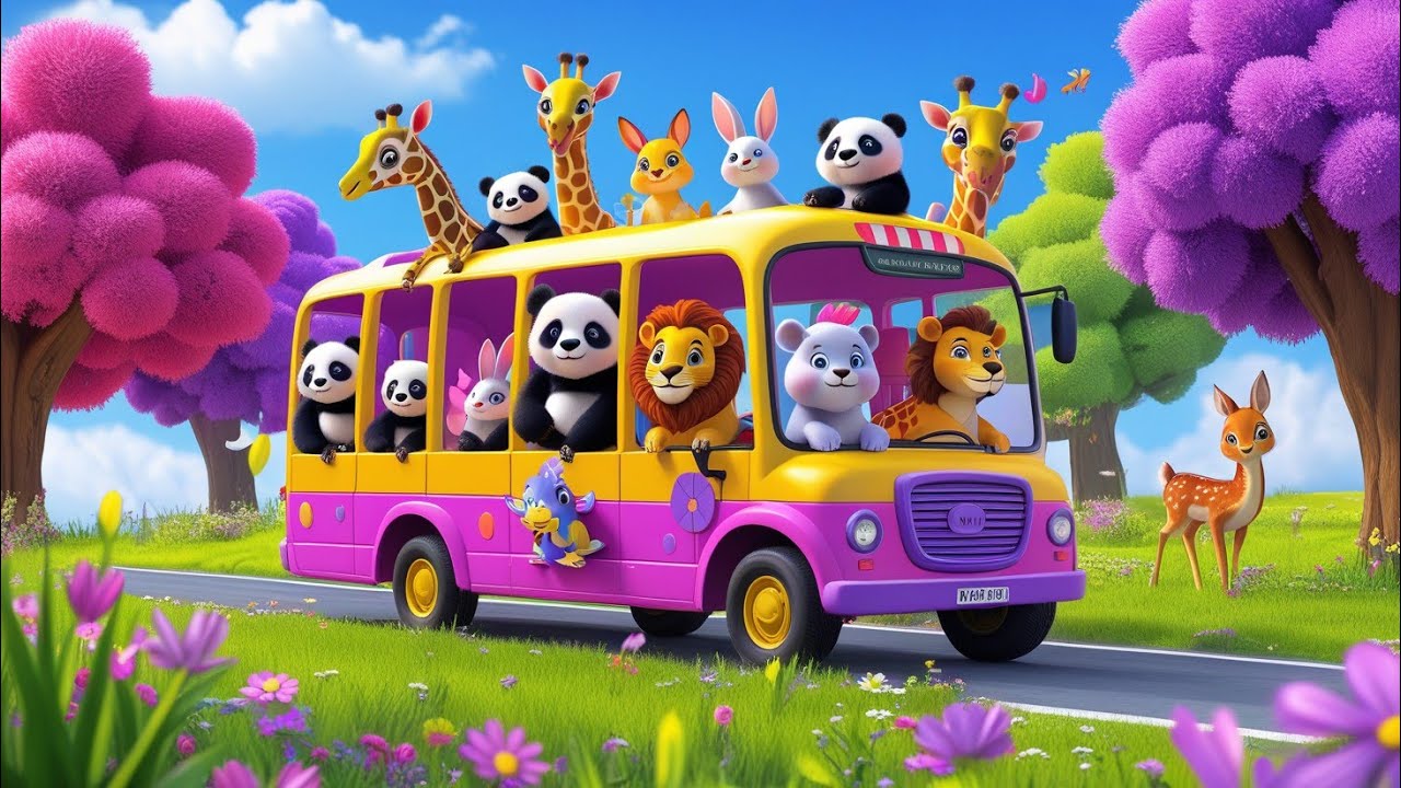 Wheels on the Bus | Animal Song | Animal Bus | Toddler Song - YouTube