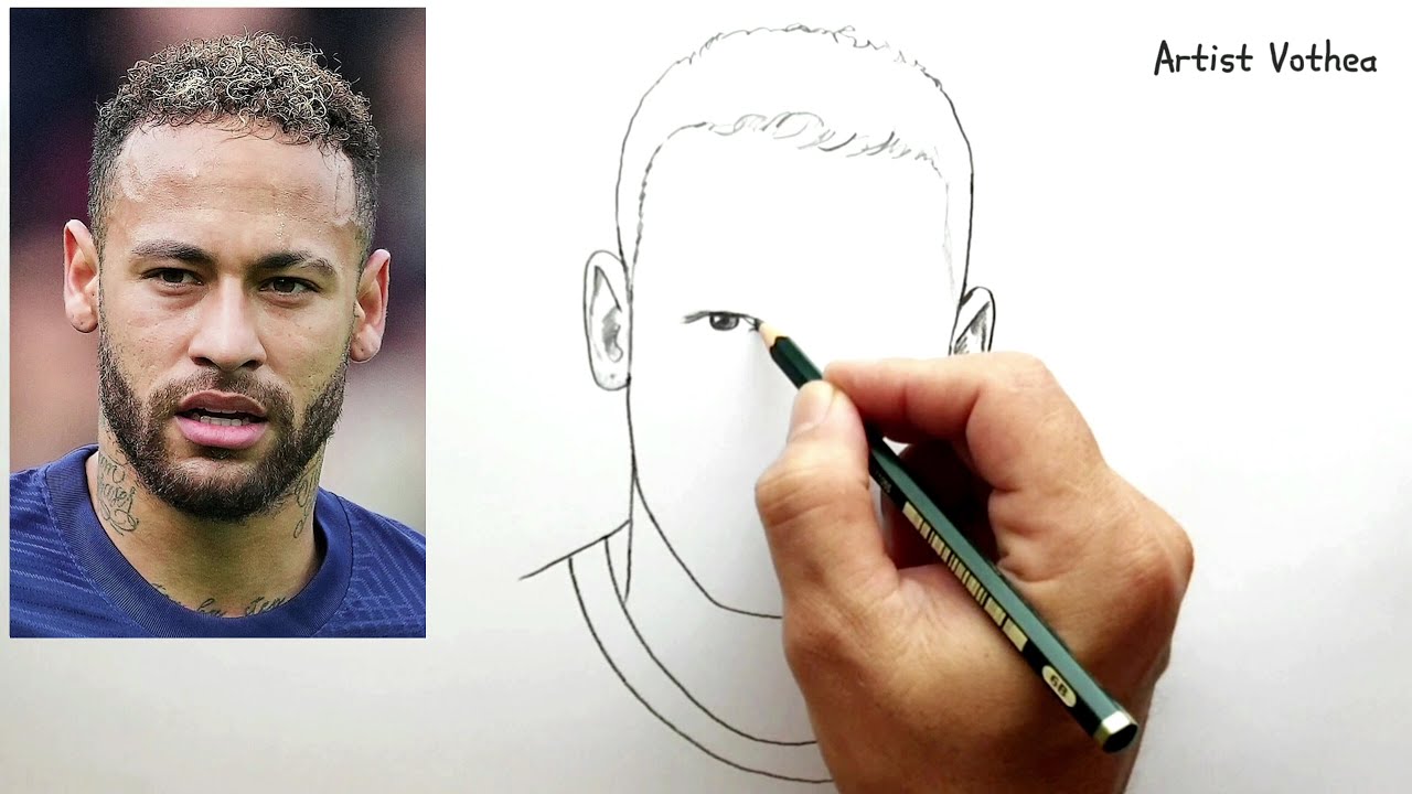 How To Draw Neymar Pencil Sketch, Neymar player football from Brazilian ...