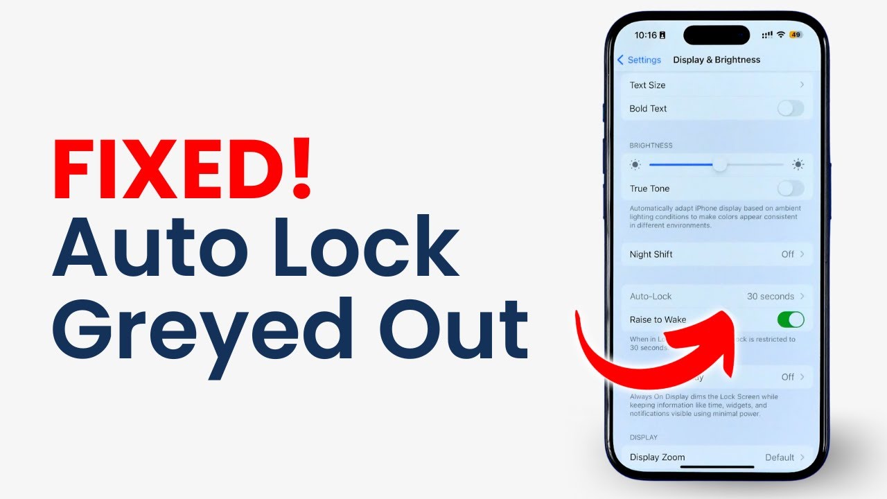 How to Fix Auto Lock Greyed Out on iPhone - YouTube