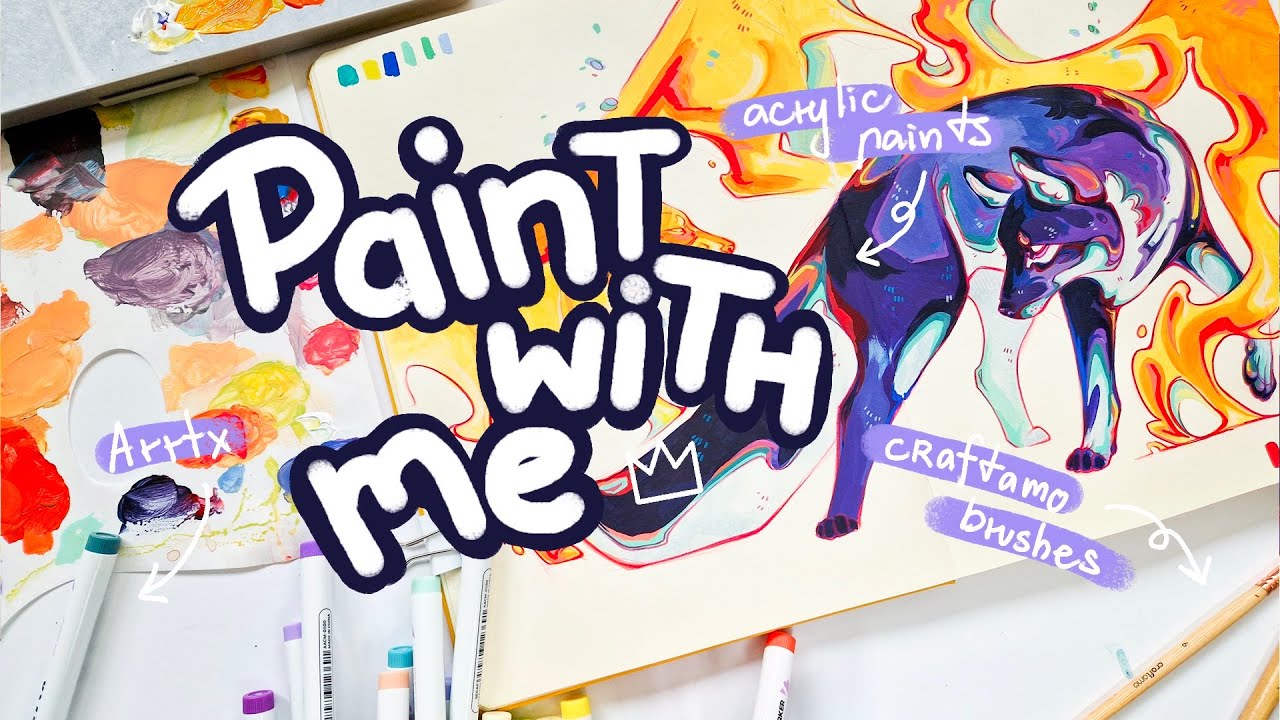 🦊paint with me || mixing acrylics with markers - YouTube
