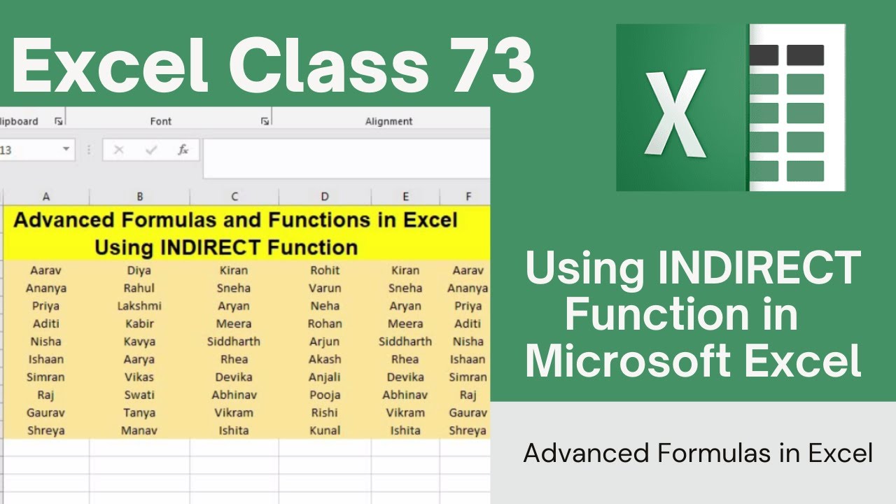 How to Use the INDIRECT Function in Excel for Dynamic References - YouTube
