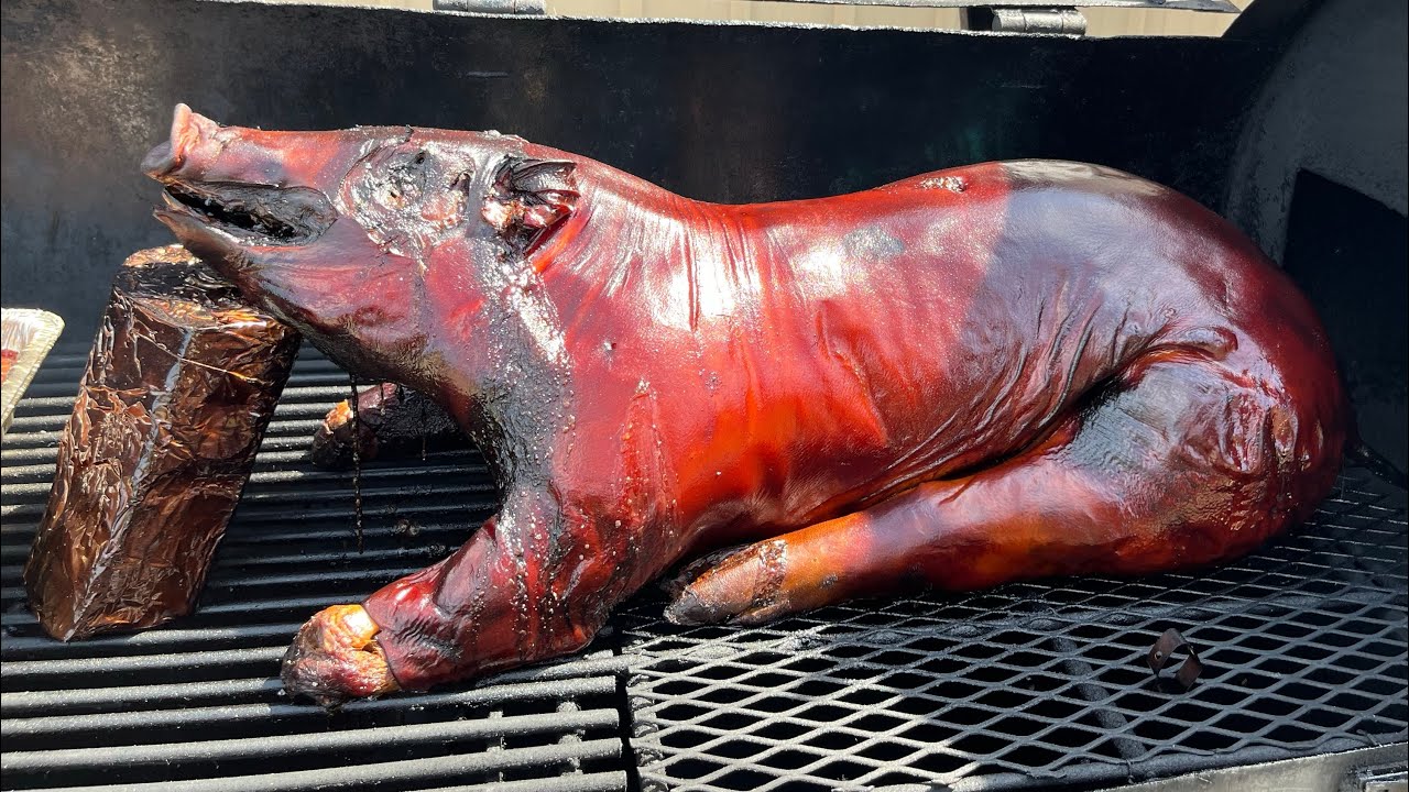 Whole hog on the smoker (backyard bbq) - YouTube