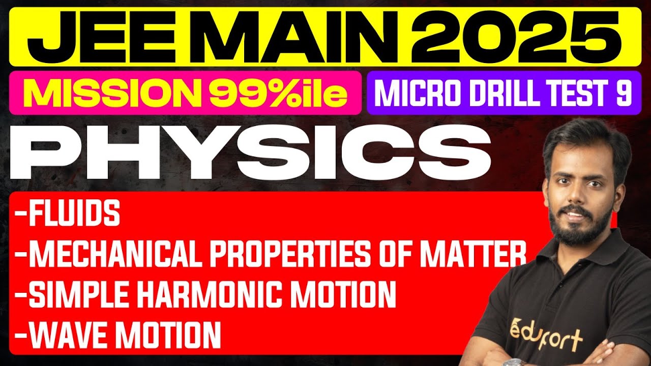 "JEE (MAIN) 2025 | Mission 99 Percentile | Micro Drill Test 9 | Eduport ...
